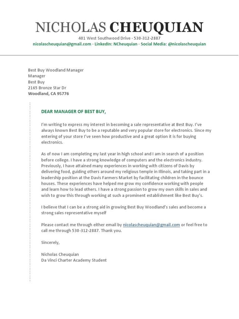 Cover Letter | PDF | Cognition | Behavior Modification