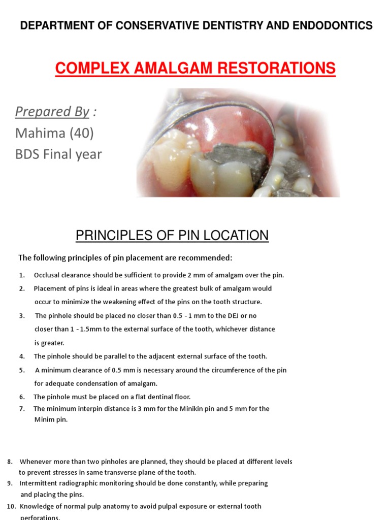 Complex Amalgam Restorations: Prepared by | PDF | Tooth | Dentistry