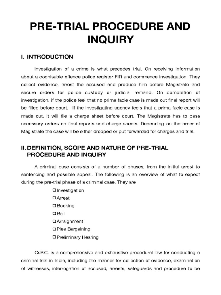Pre-Trial Procedures in Criminal Cases | PDF | Arrest | Bail
