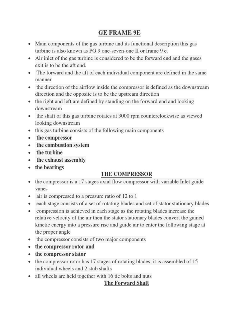 Ge Frame 9e | PDF | Bearing (Mechanical) | Turbine