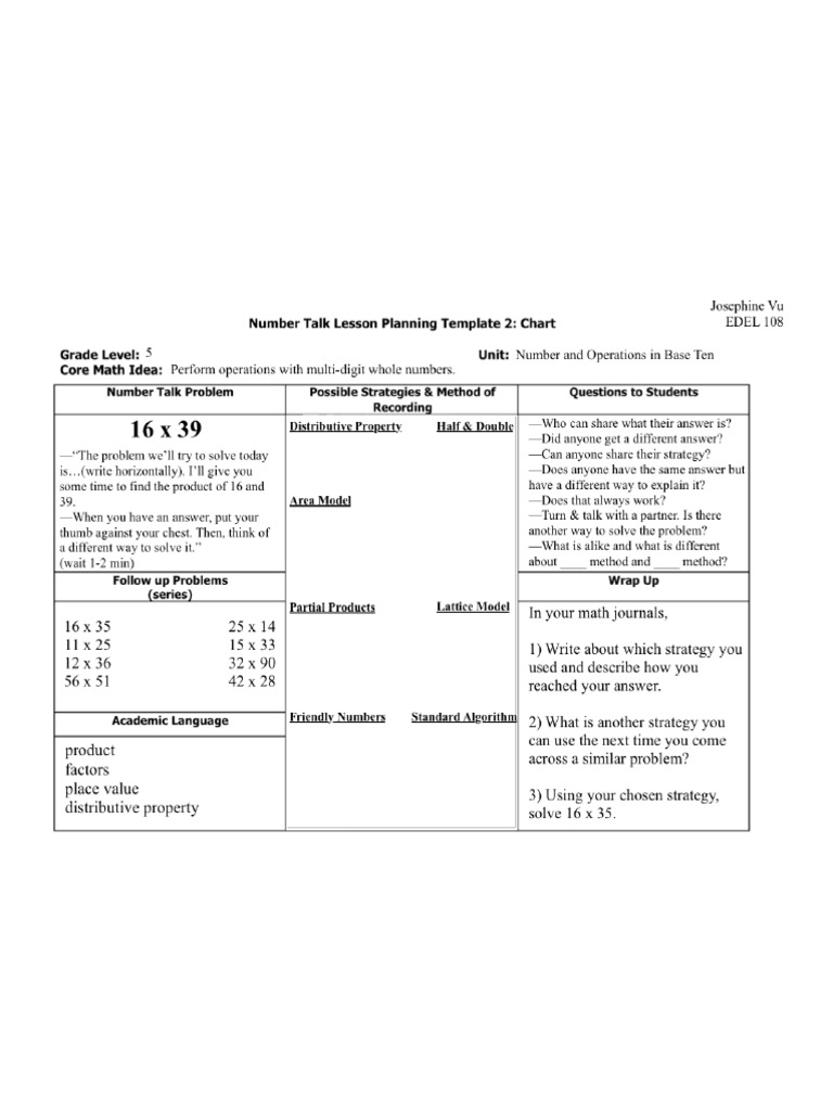 Number Talk Grade 5. | PDF