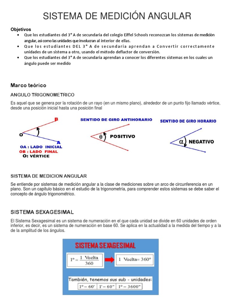 Sistema de Medición Angular | Trigonometría | Geometría Elemental