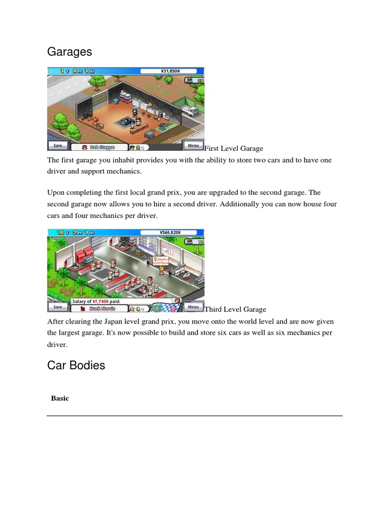 Manage Garages, Cars, Races and Sponsors in Racing Game | PDF | Off ...