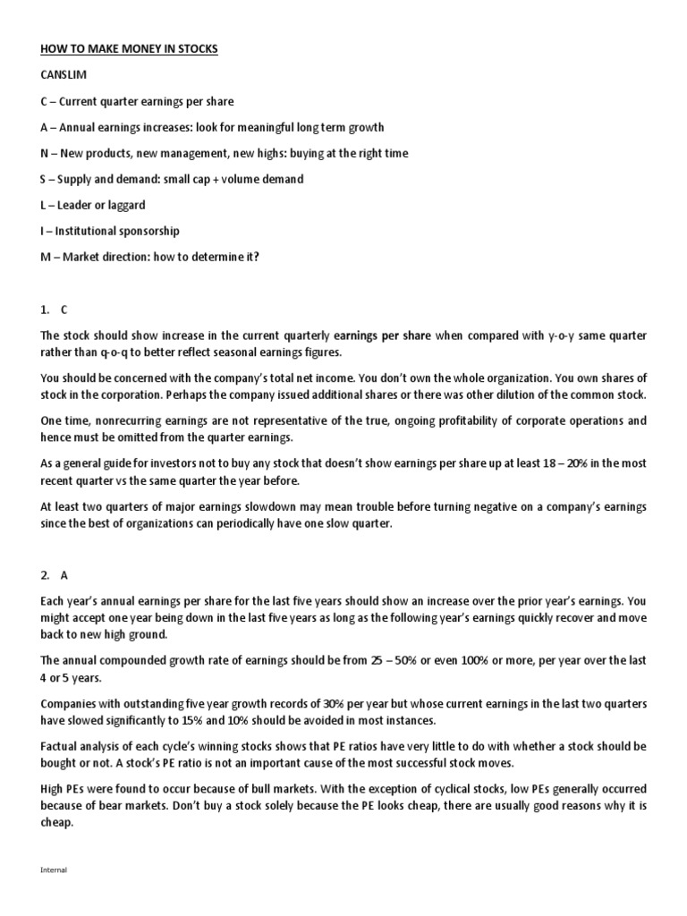 How To Make Money In Stocks Pdf Stock Market Stocks