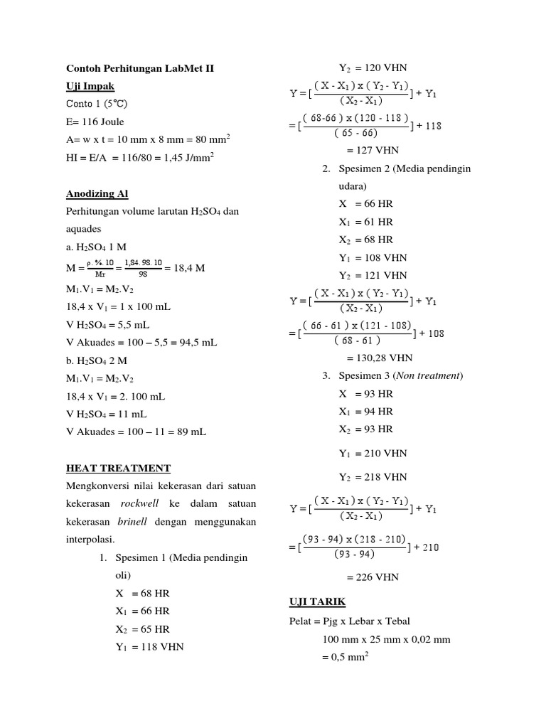 Contoh Perhitungan Labmet Ii Uji Impak | PDF | Nature