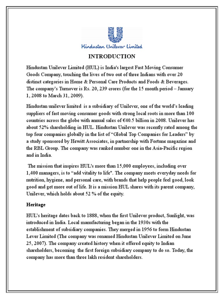 Hul Project | PDF | Unilever | Sustainability