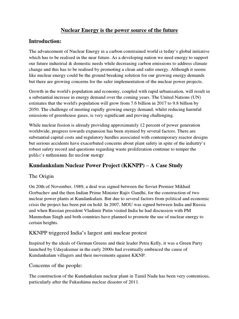 Addressing Public Concerns About Nuclear Energy: A Case Study of the ...