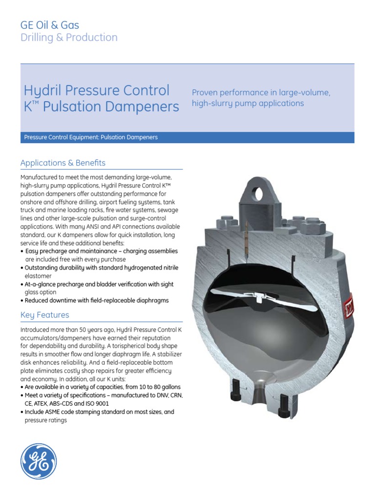 Hydril Pressure Control K Pulsation Dampeners: Drilling & Production | PDF | Pump | Nature