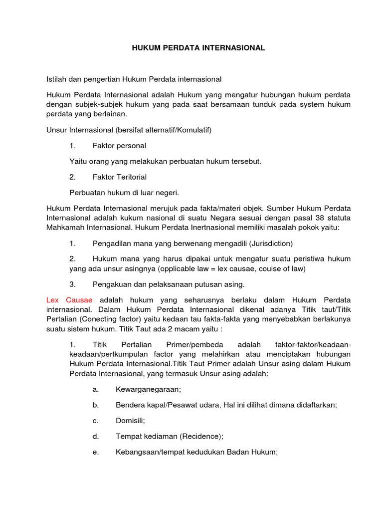 Hukum Perdata Internasional | PDF