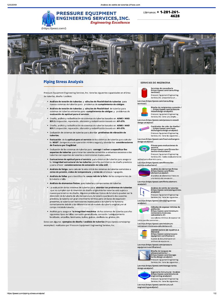 Análisis de Estrés de Tuberías - Peesi | PDF