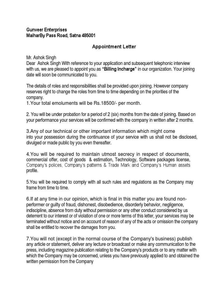 Ashok Singh Appointment Letter | PDF | Government | Justice