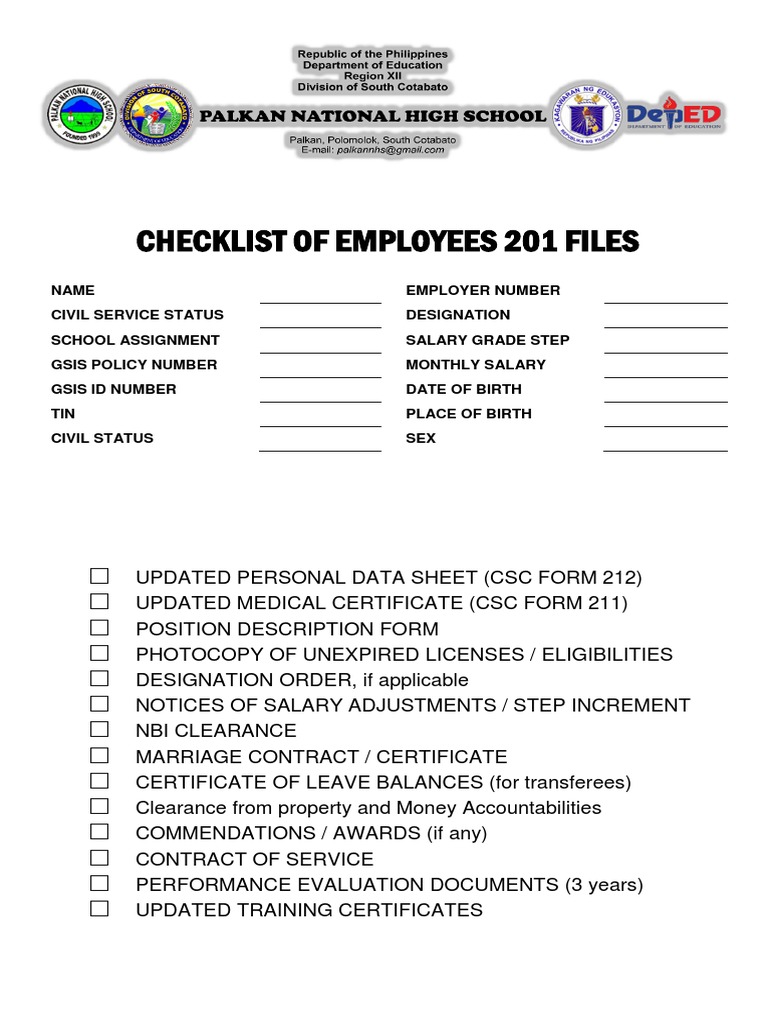 201 Files Checklist | PDF