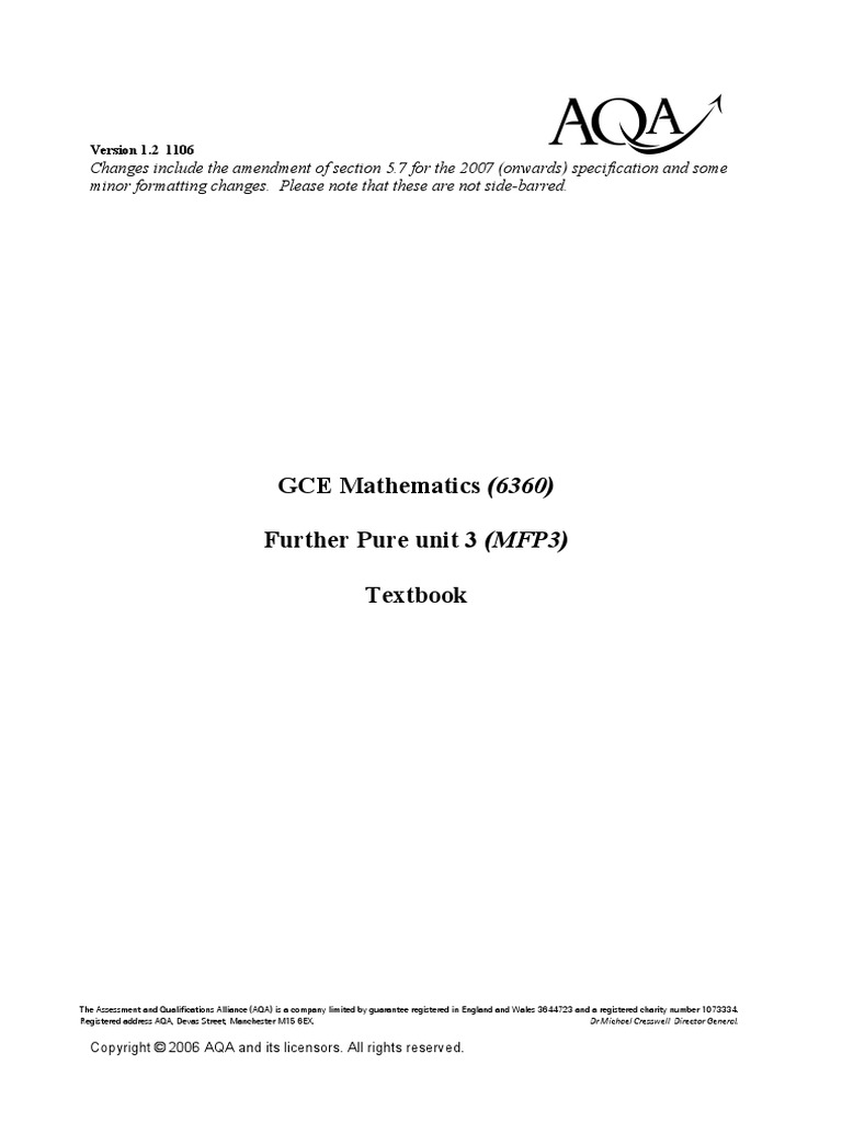 Aqa Mfp3 Textbook | PDF | Differential Equations | Equations