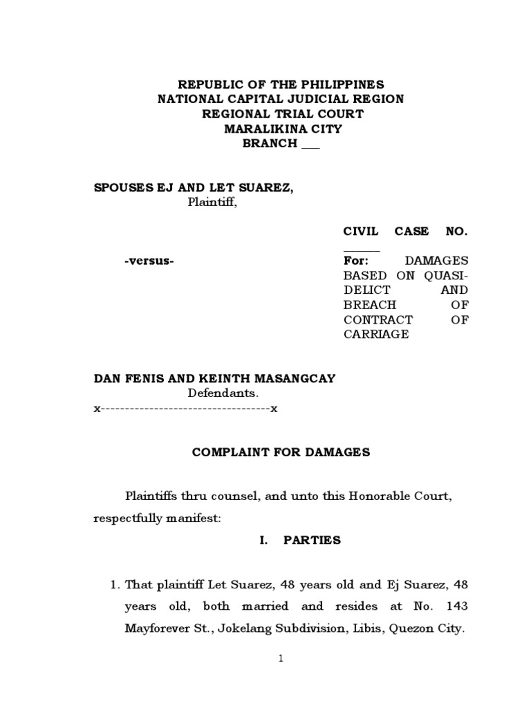 Civil Complaint Finals (v2) | PDF | Lawsuit | Damages