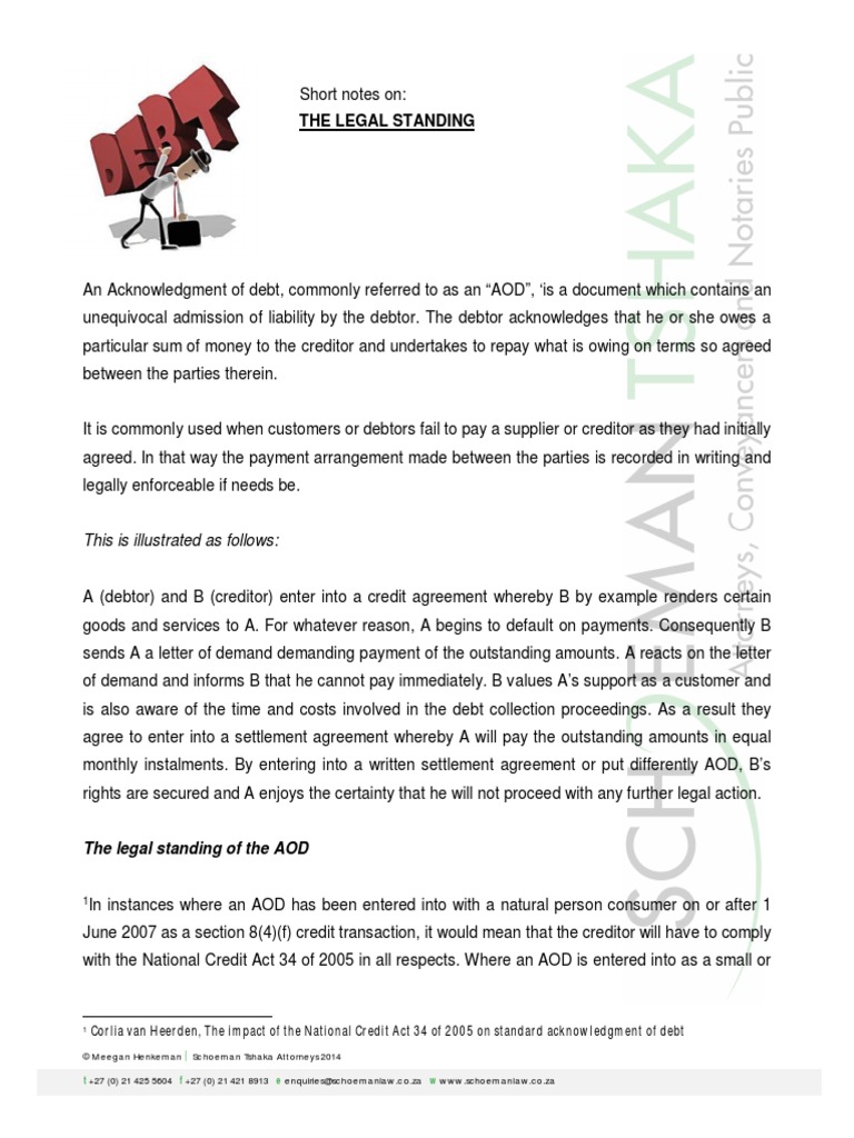 Legal-Standing of Acknowledgement of Debt | PDF | Credit | Finance ...
