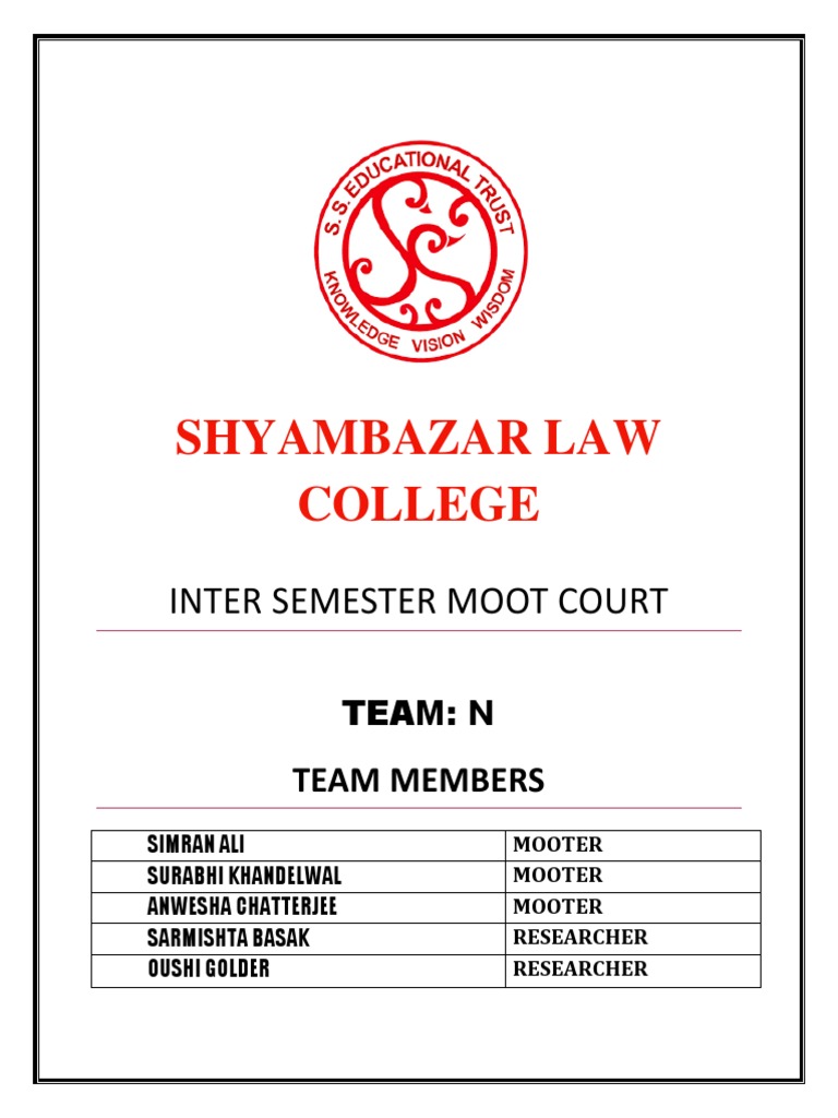Shyambazar Law College: Inter Semester Moot Court | PDF