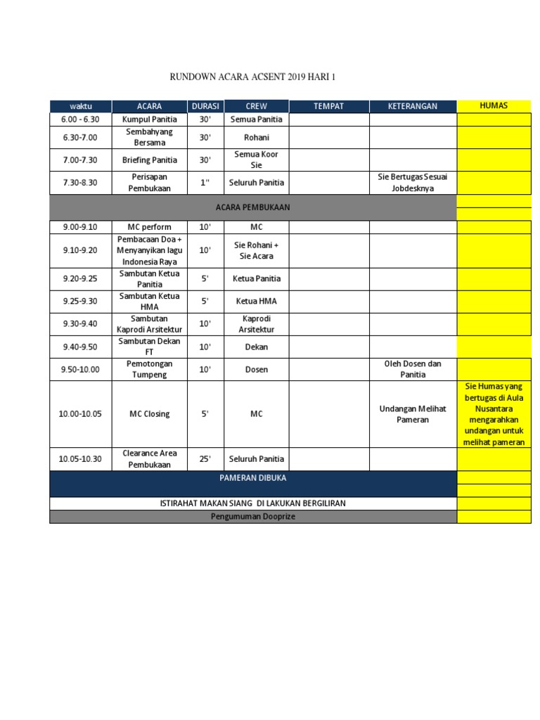 Teknis Humas (Sesuai Rundown) | PDF