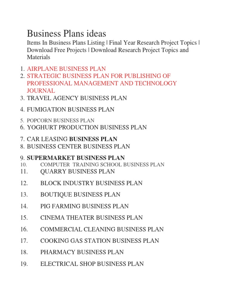 Business Plans ideas | Nature | Business