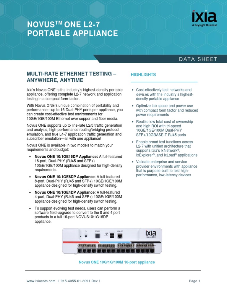 Ixia T Ds Novus One 10ge | PDF | Telecommunications Infrastructure ...