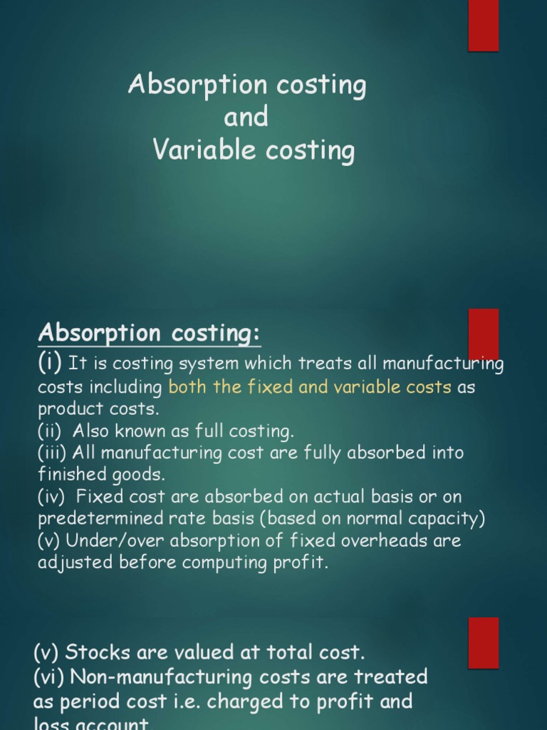 Absorption Costing | PDF | Cost Of Goods Sold | Cost