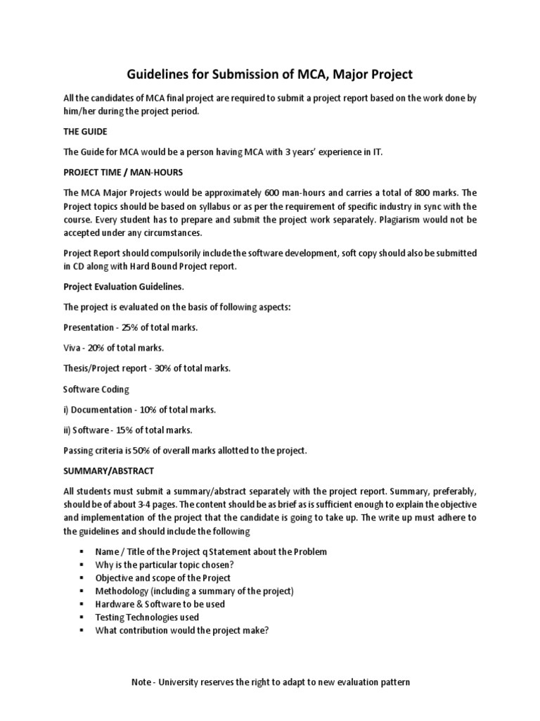 SGVU MCA Project Guidelines | PDF | Thesis | Computing