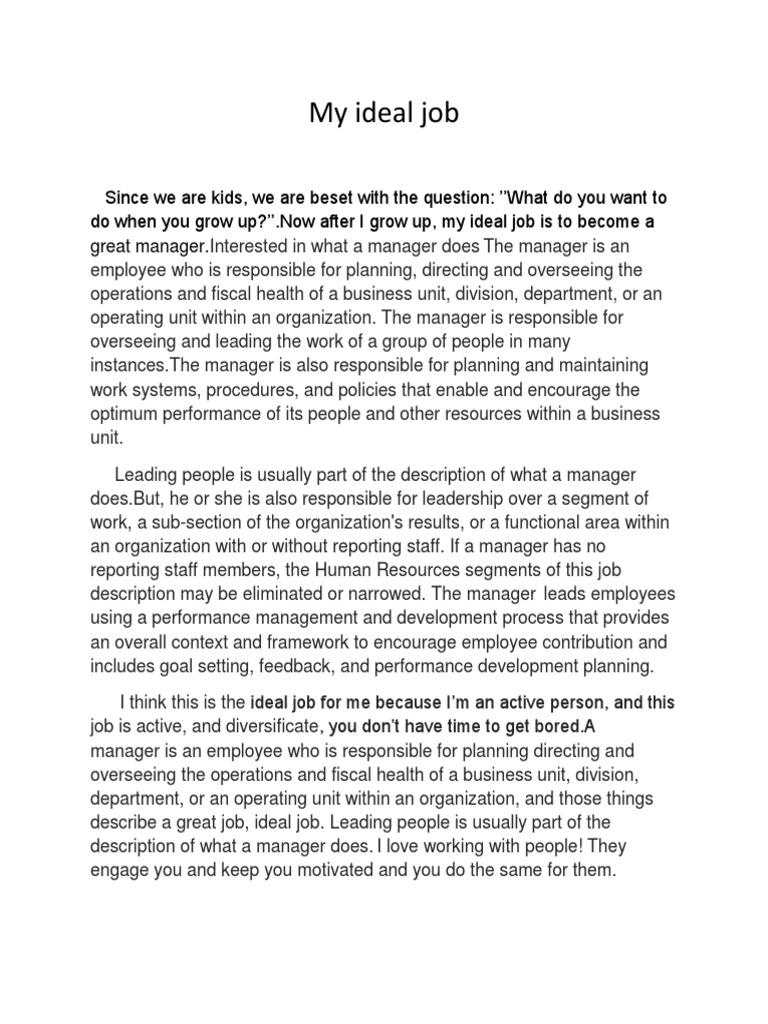My Ideal Job | PDF | Applied Psychology | Business