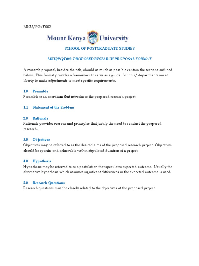 MKU Research Proposal Format Guide | PDF | Career & Growth | Business