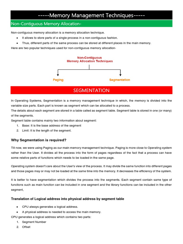 Paging vs Segmentation in Memory Management | PDF | Cpu Cache | Computer Data Storage