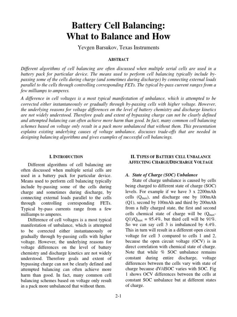 Battery Cell Balancing: Understanding the Root Causes of Voltage ...