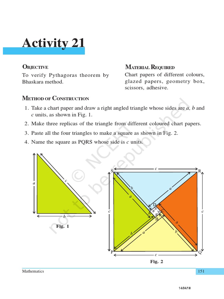 Pythagorean Theorem Verification Activity | PDF | Area | Circle
