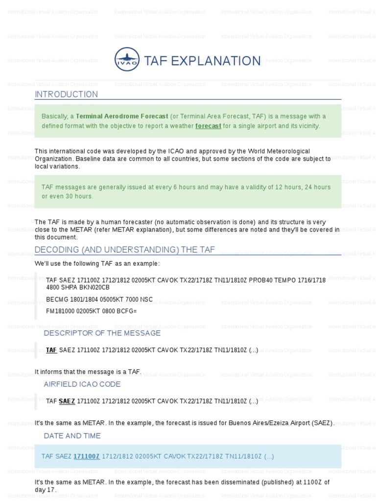 TAF Explanation | Download Free PDF | Weather Forecasting | Meteorology