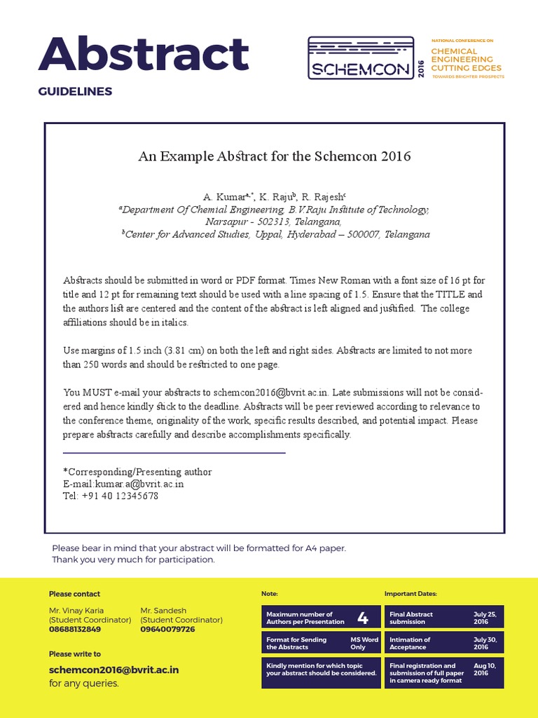 SCHEMCON Abstract Guidelines | PDF