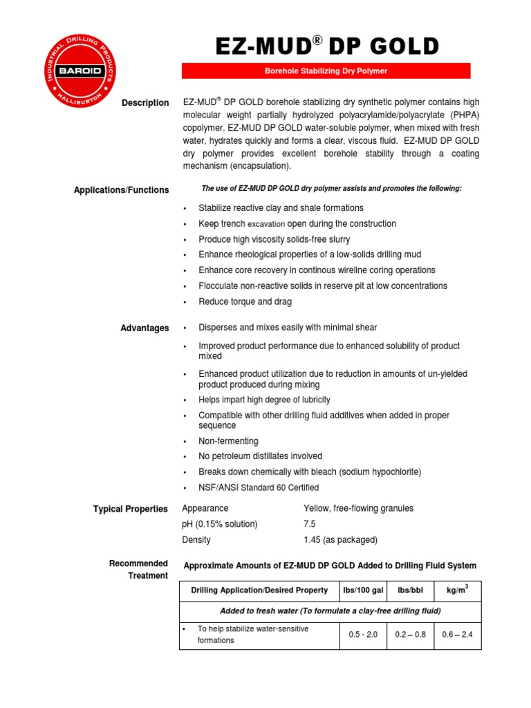 Ez-Mud DP Gold | Download Free PDF | Physical Sciences | Chemical Substances