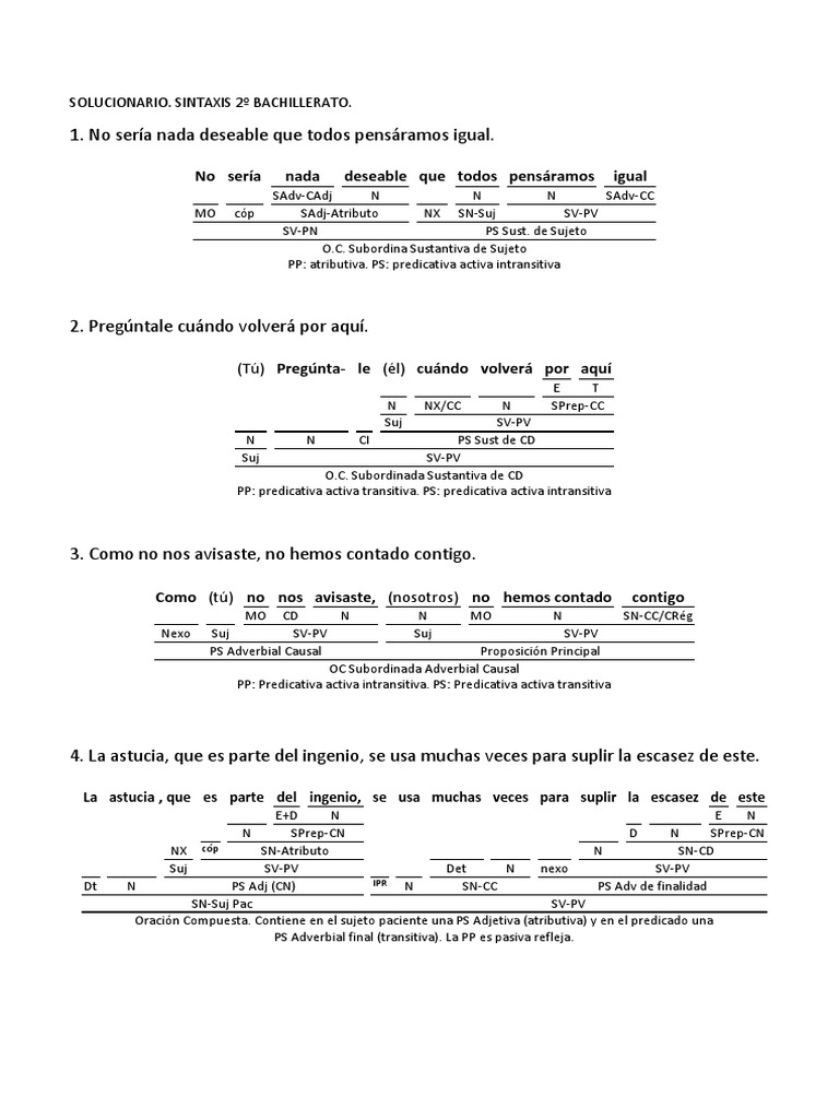 Sintaxis 2 Bach | Oración (Lingüística) | Gramática