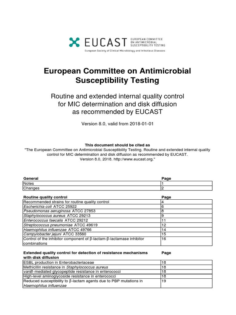 EUCAST Quality Control Guidelines | PDF | Antimicrobial Resistance ...