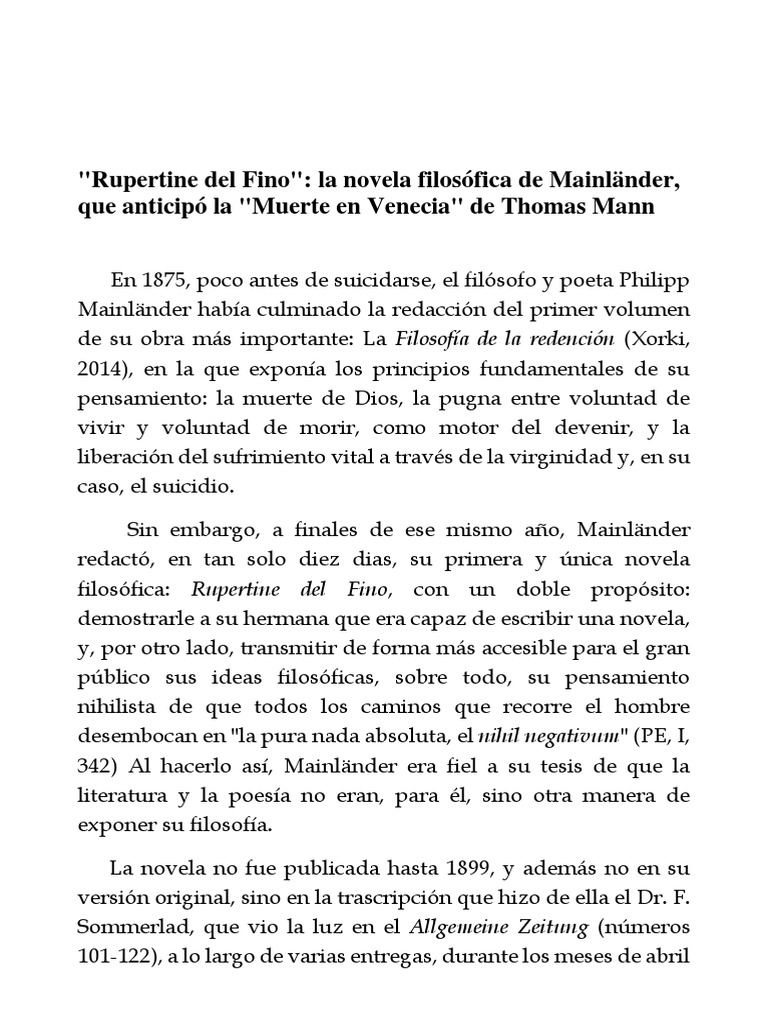 Mainlander, Philipp - Rupertine Del Fino | PDF | Amor | Novelas