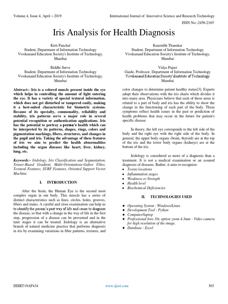 Iris Analysis For Health Diagnosis | PDF | Wellness | Medical