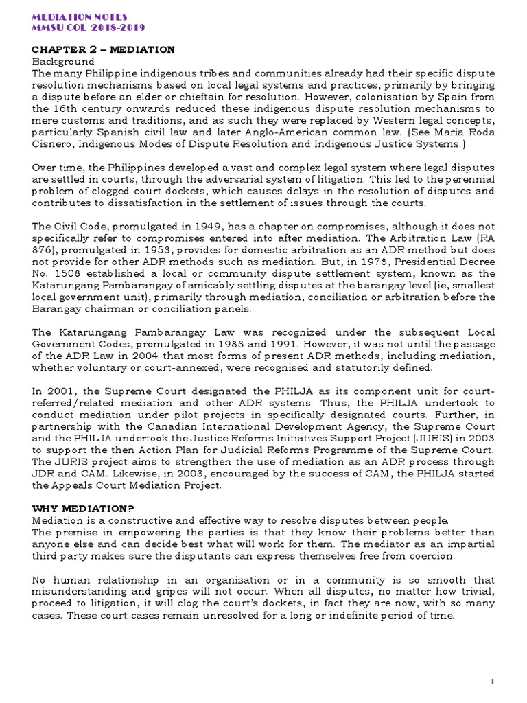 Chapter 2 - Mediation | PDF | Mediation | Alternative Dispute Resolution