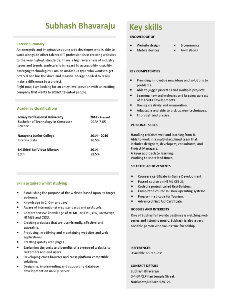 Subhash Resume | PDF | Websites | Java Script