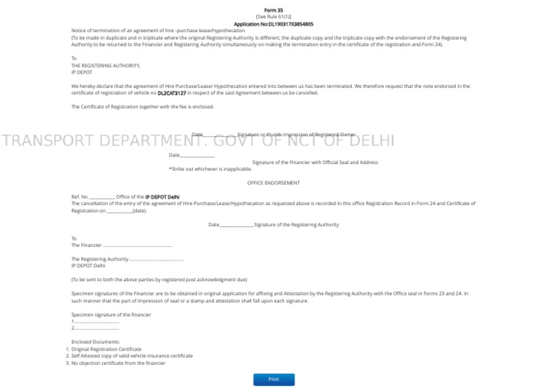 Form 35 Application No:DL190317X3854805: Print | PDF | Lease | Business Law