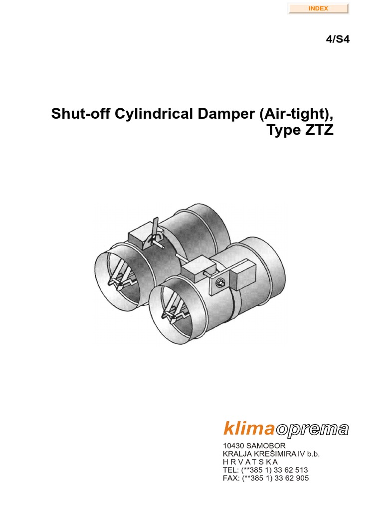 Oprema Oprema: Shut-Off Cylindrical Damper (Air-Tight), Type ZTZ | PDF ...