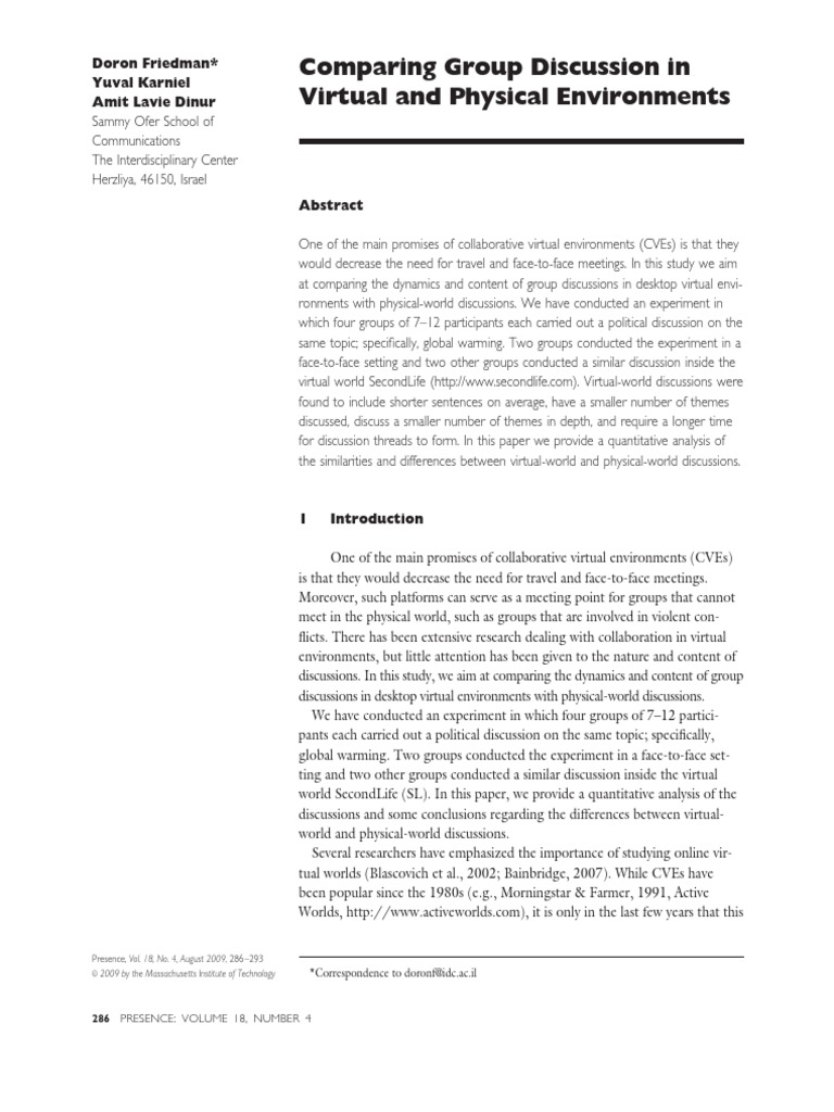 Comparing Group Discussion | PDF | Conversation | Virtual World