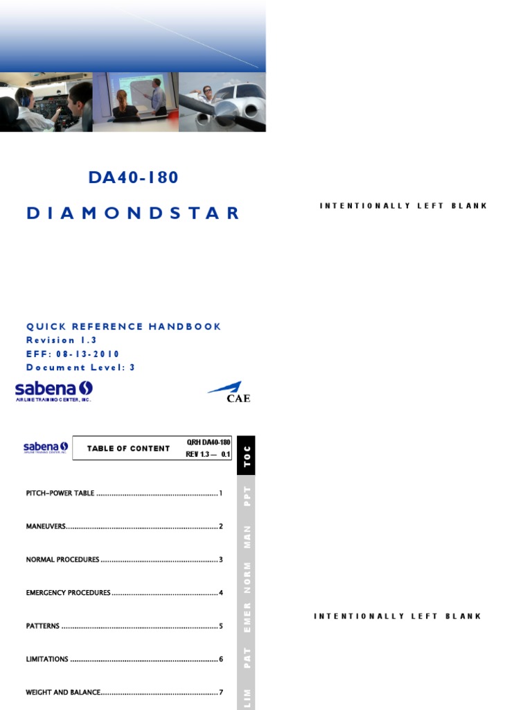 QRH Da40-180 Rev1.3 | PDF | Flight Control Surfaces | Takeoff