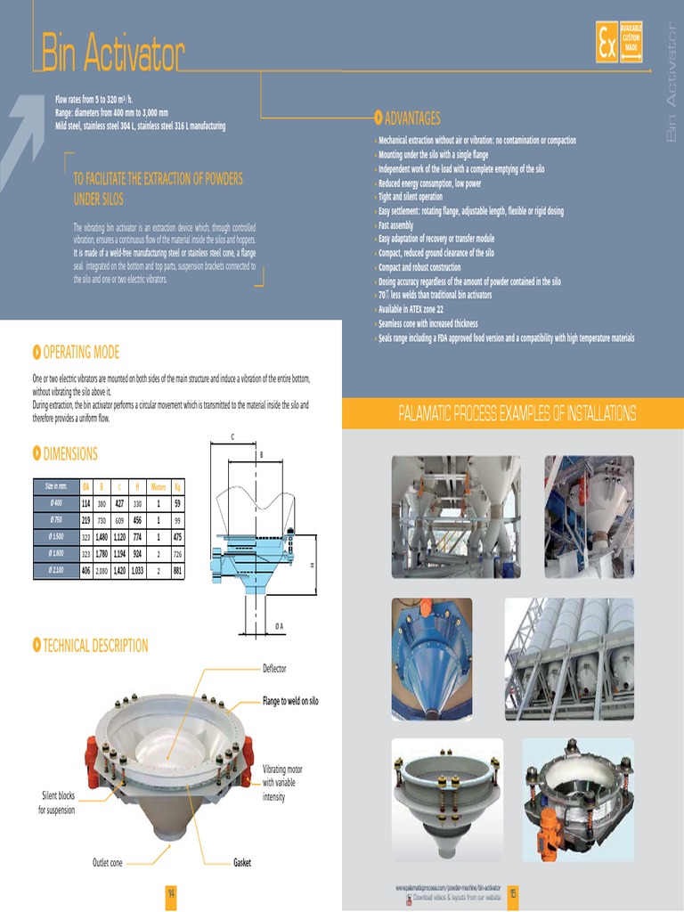 Bin Activator Palamatic Process | PDF | Steel | Mechanical Engineering