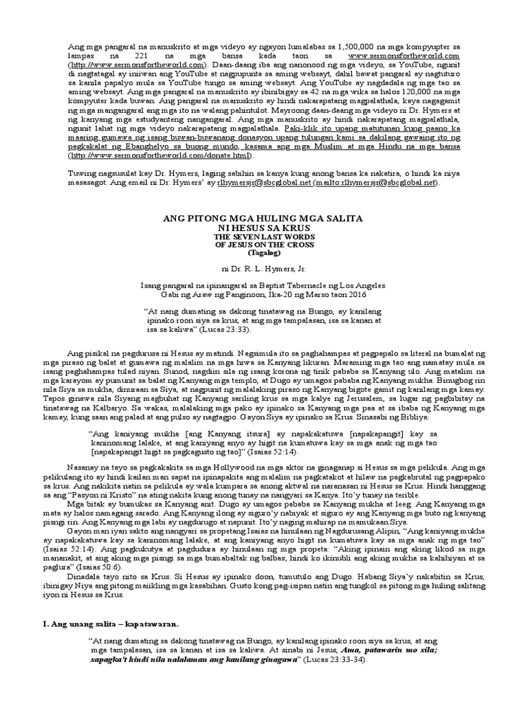 Ang Pitong Mga Huling Mga Salita Ni Hesus Sa Krus - The Seven Last Words of Jesus On The Cross ...