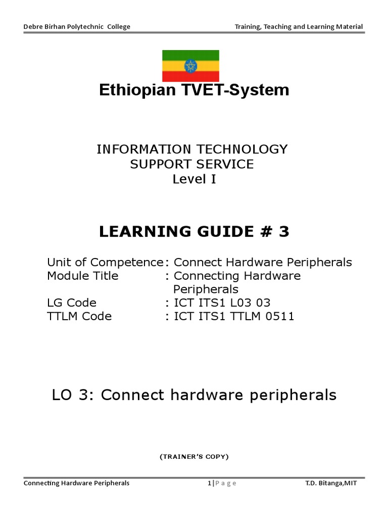 Ethiopian TVET-System: Learning Guide # 3 | PDF | Printer (Computing ...