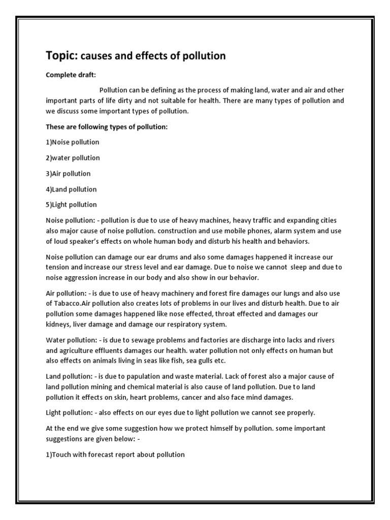Complete Draft of Pollution | PDF