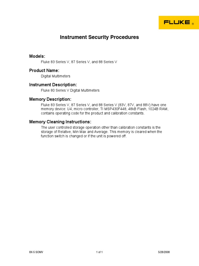 Fluke Multimeter Security Procedures | PDF
