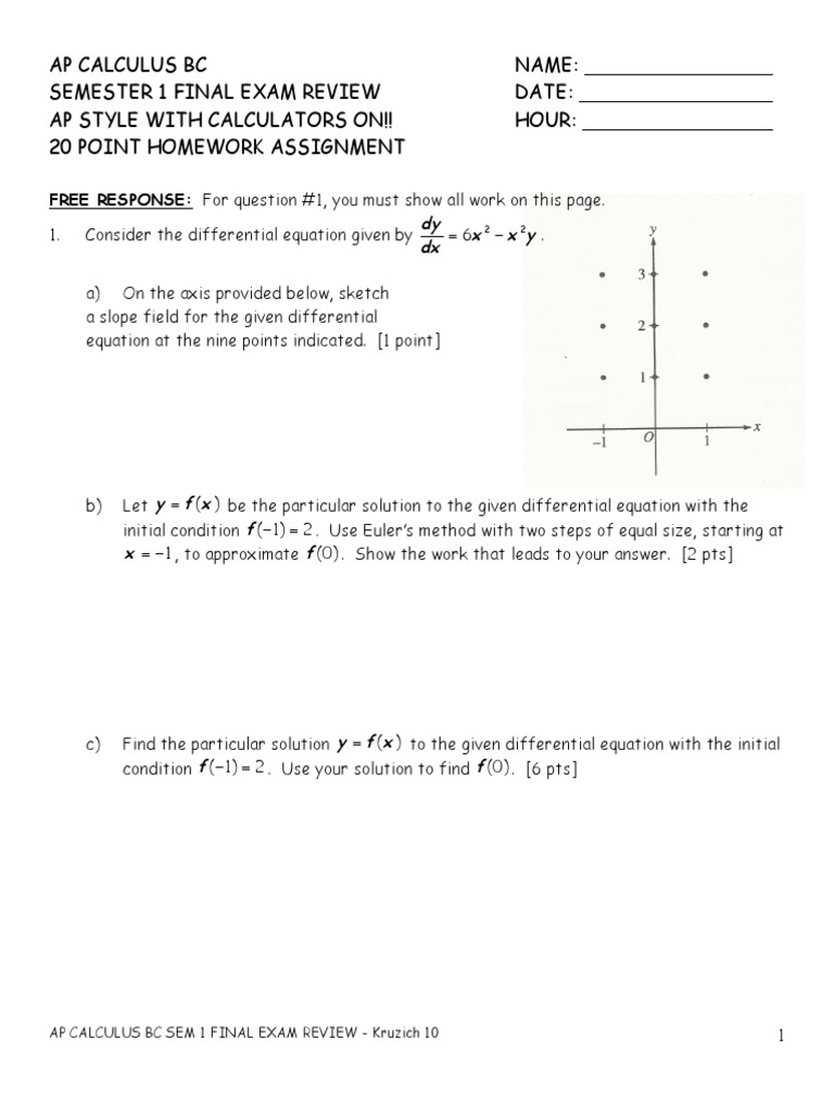 AP Calc BC Sem 1 Final Review | PDF | Maxima And Minima | Mathematical Analysis