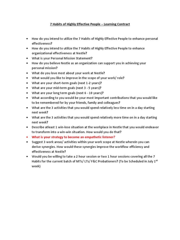 7 Habits Learning Template | PDF | Business | Self-Improvement